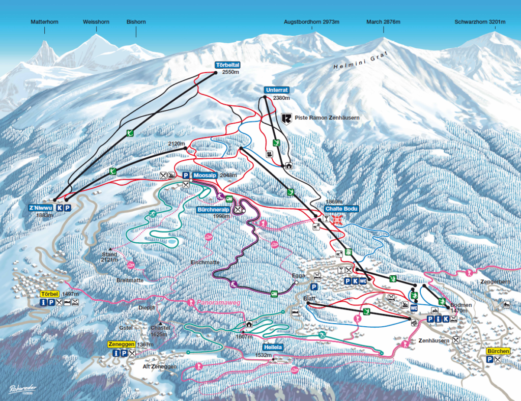 Ski slope map - Moosalpregion